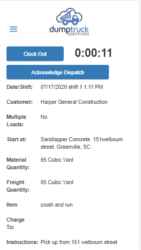 Using the Dispatching Functionality - Dump Truck Dispatcher