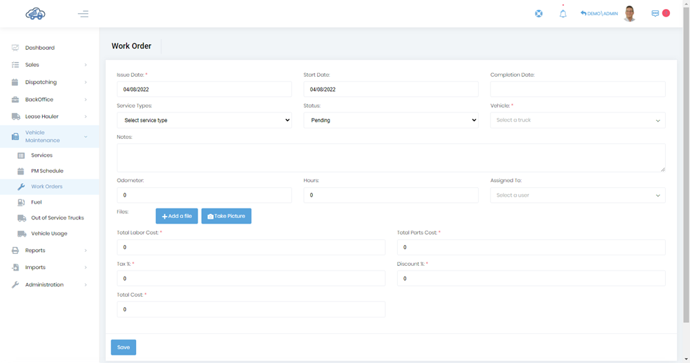 Adding Work Orders - Dump Truck Dispatcher