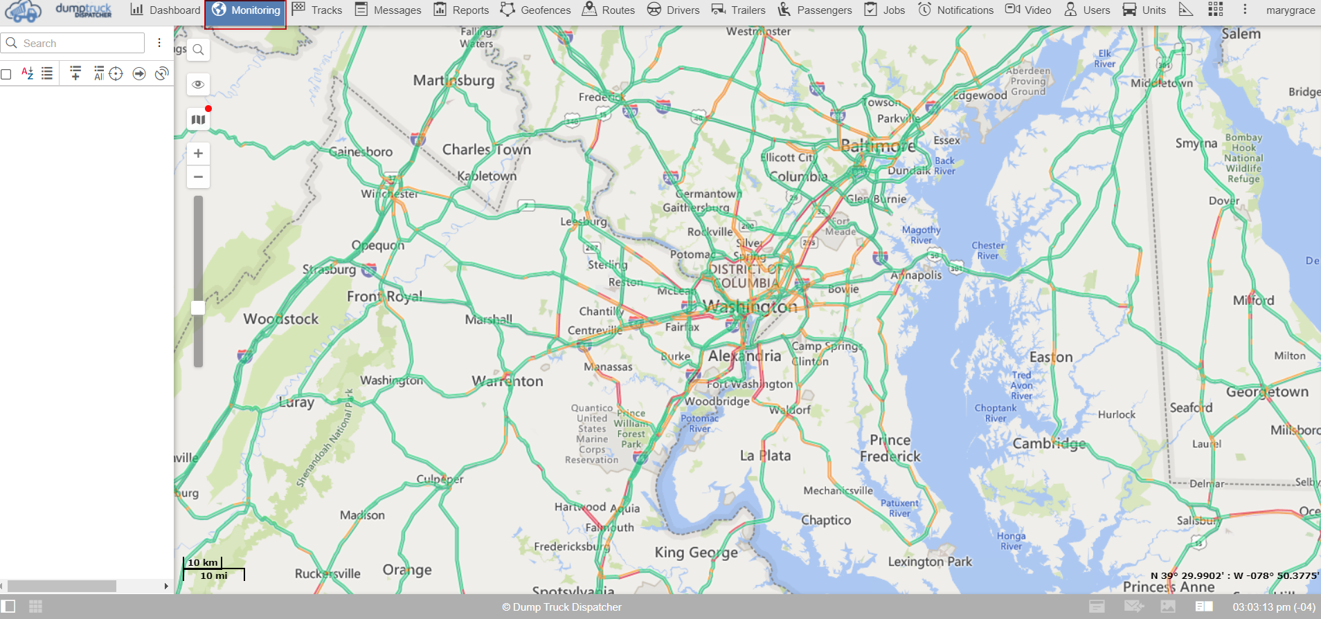 Monitoring Tab Dump Truck Dispatcher
