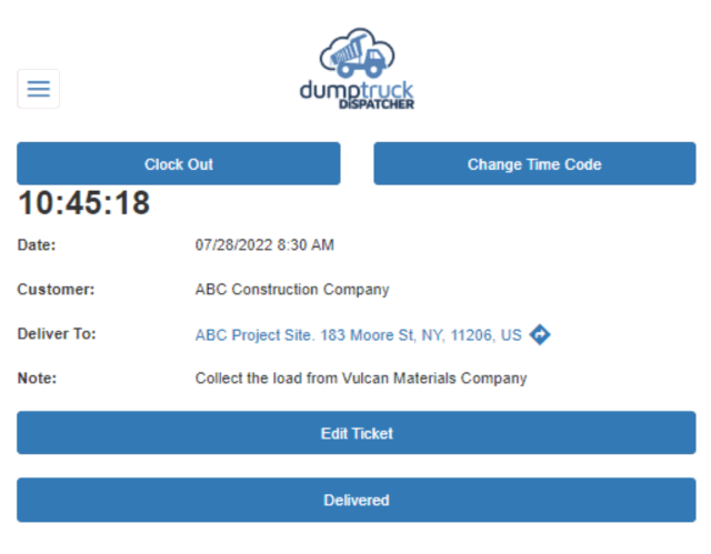 Using the PWA Driver App - Dump Truck Dispatcher
