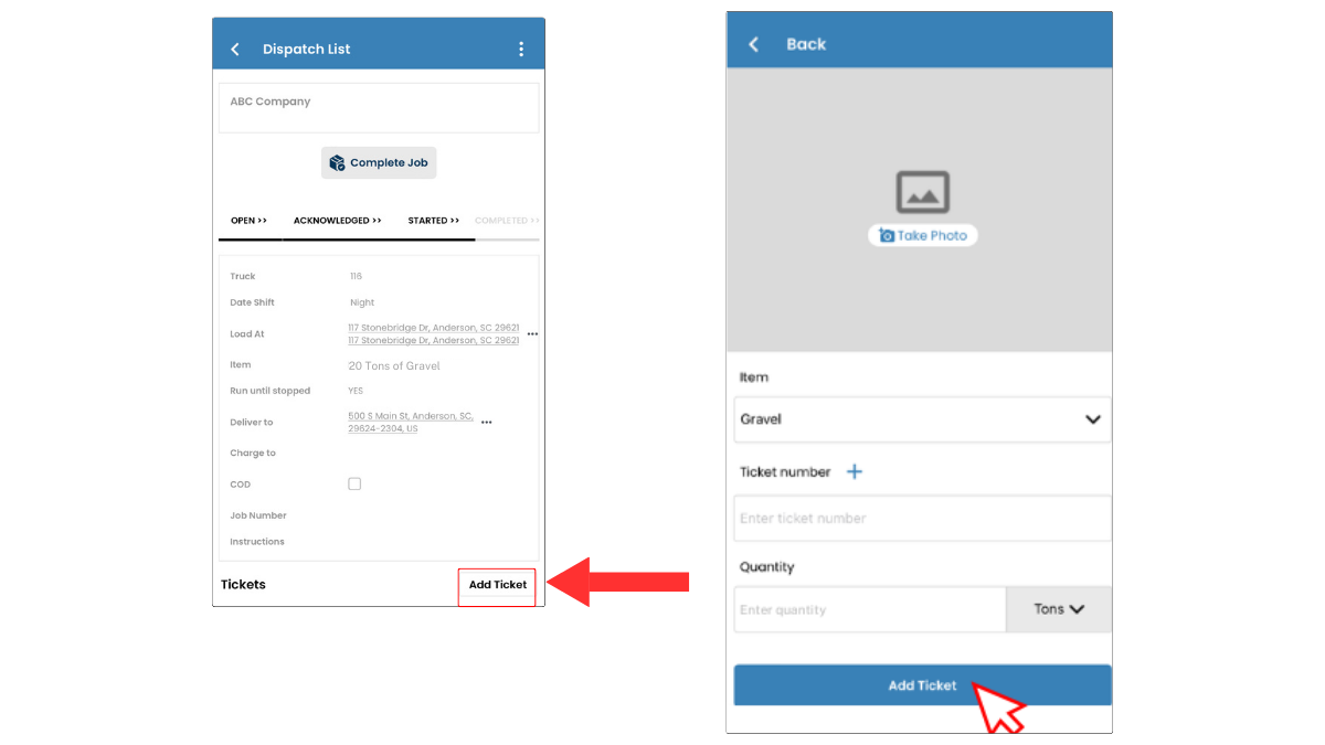 Driver App - Dump Truck Dispatcher