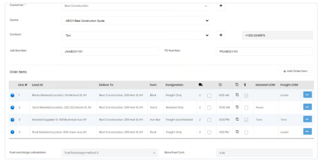 Orders - Dump Truck Dispatcher