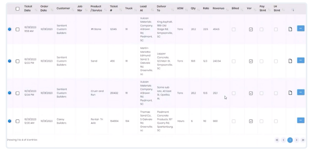 Invoicing - Dump Truck Dispatcher