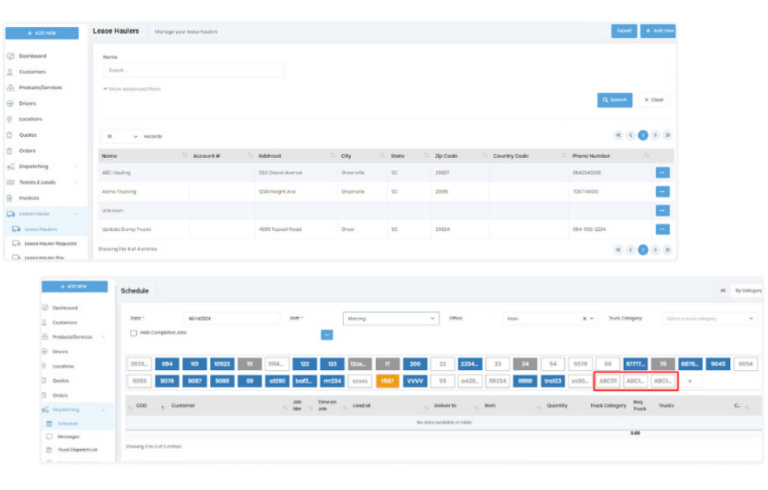 Dump Truck Dispatching Features