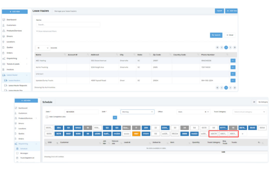 Dump Truck Dispatching Features
