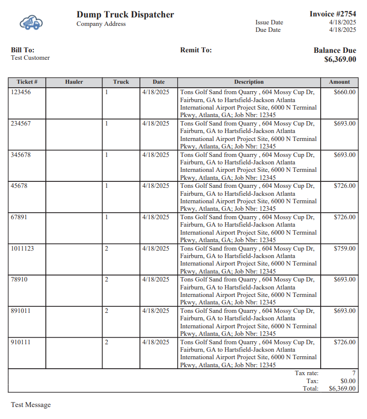 Invoice Templates Guide - Dump Truck Dispatcher