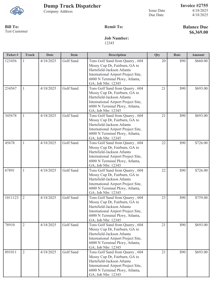 Invoice Templates Guide - Dump Truck Dispatcher