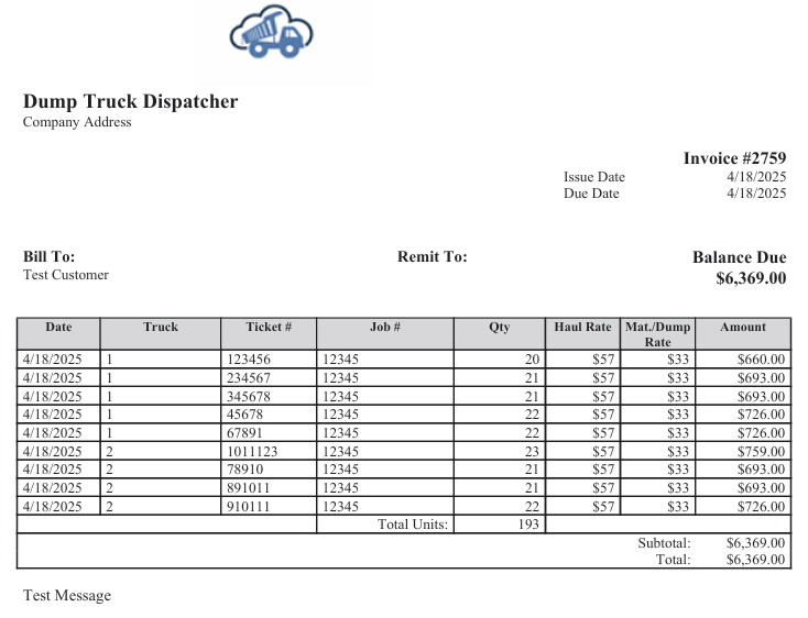 Invoice Templates Guide - Dump Truck Dispatcher