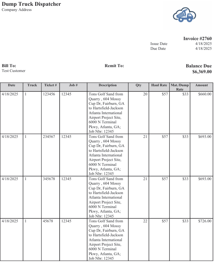 Invoice Templates Guide - Dump Truck Dispatcher