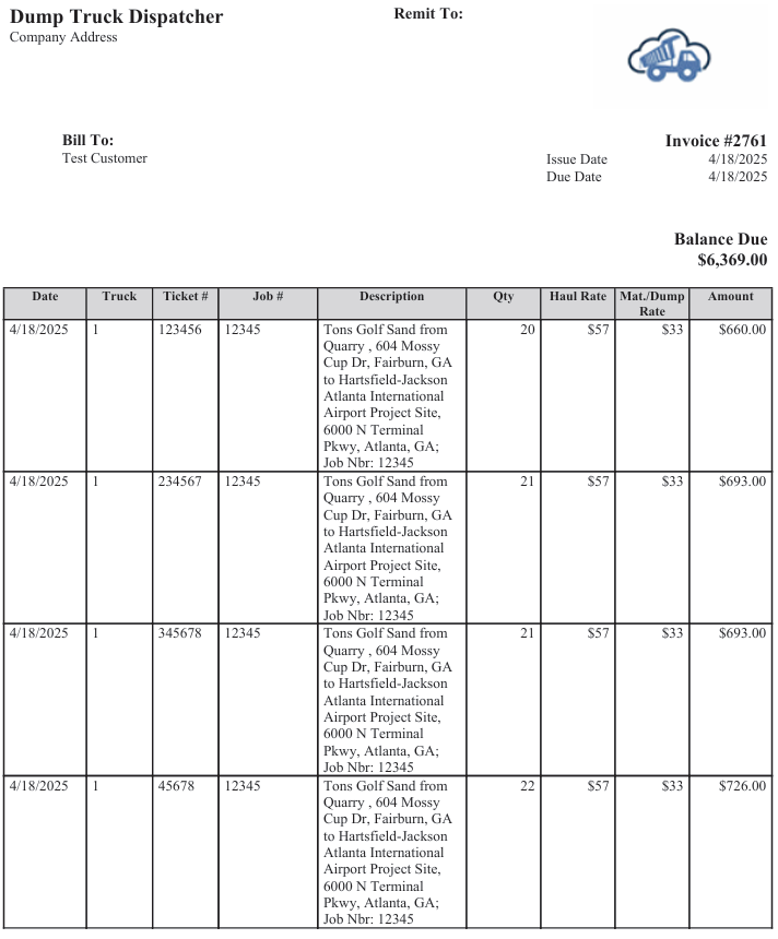 Invoice Templates Guide - Dump Truck Dispatcher